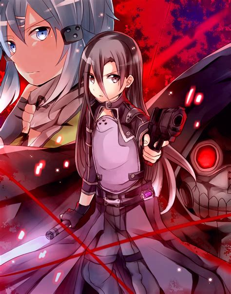 Sinon Death Gun Death Gun Kirito Sinon Shinon Asada Shino Kirito Kirigaya