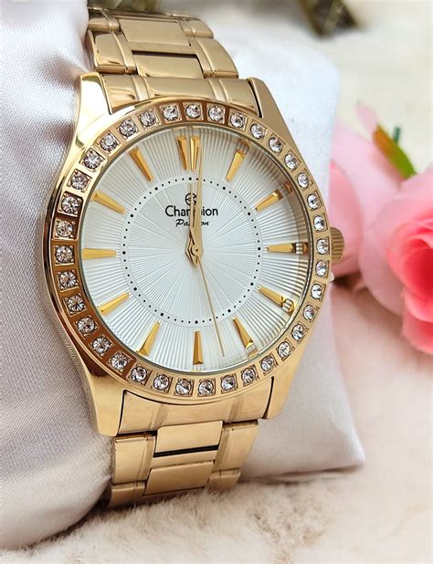 Relógio Champion Feminino Dourado CN28722H Rafalu