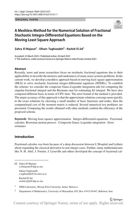 a meshless method for the numerical solution of fractional stochastic integro differential