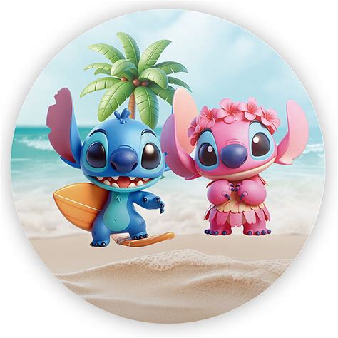 Painel Redondo Lilo e Stitch Sublimado 3D Sublitex painéis