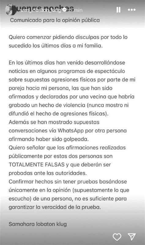 Samahara Lobatón niega haber sido golpeada por Bryan Torres