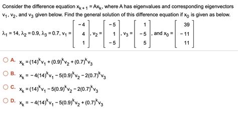 solved consider the difference equation xk axk where a has eigenvalues and corresponding