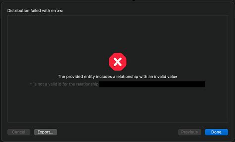 XcodeエラーThe provided entity includes a relationship with an invalid