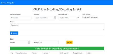 crud enkripsi deskripsi dengan base64 pada php part 3 edit dan hapus data dewan komputer