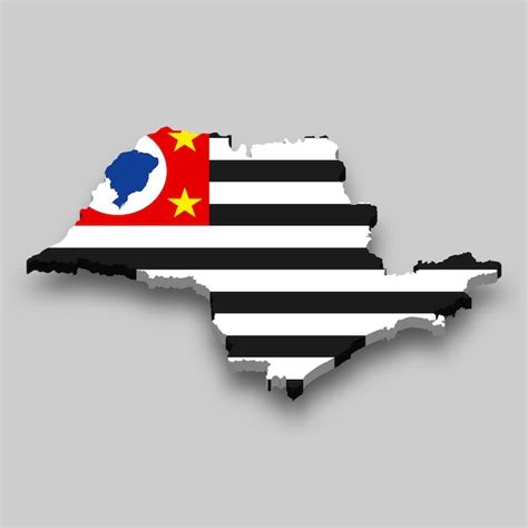 Mapa 3D isométrico de São Paulo bandeira Vetor Premium