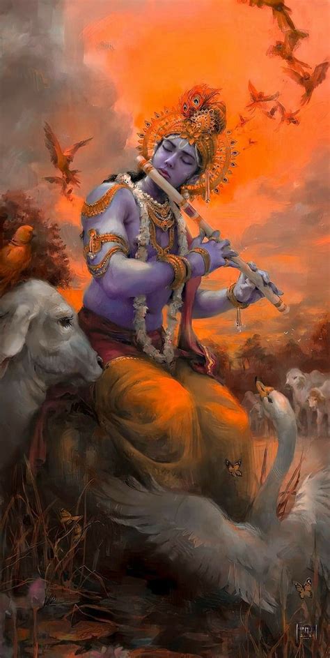 Sri Krishna Wall Pa Art Painting HD Phone Wallpaper Pxfuel