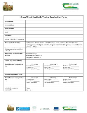 Fillable Online Grass Weed Herbicide Testing Application Formteagasc