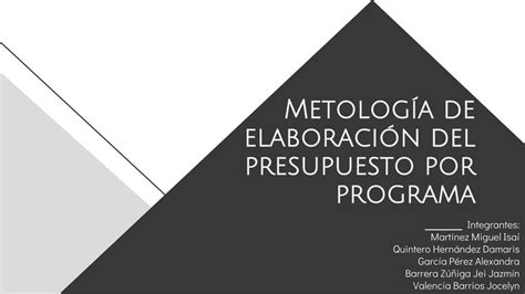 Metodolog A De Elaboraci N Del Presupuesto Por Programa Isa Martinez