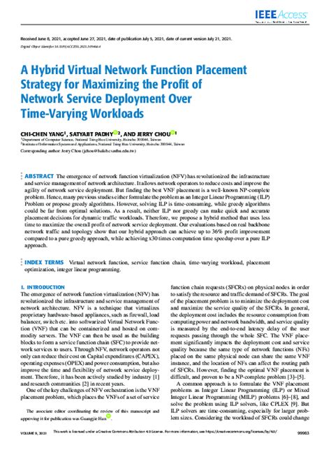 pdf a hybrid virtual network function placement strategy for maximizing the profit of network