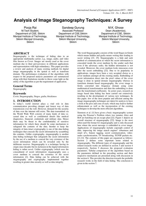 pdf analysis of image steganography techniques a survey