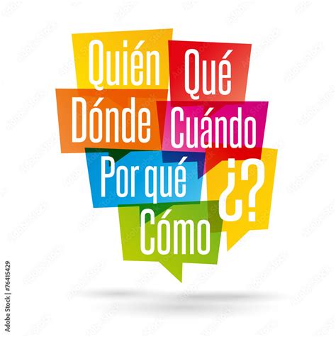 Qui N Qu D Nde Cu Ndo Por Qu C Mo Stock Vector Adobe Stock