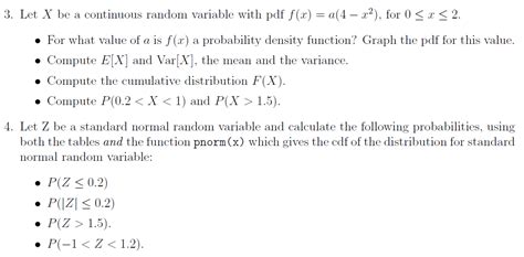 solved 3 let x be a continuous random variable with pdf