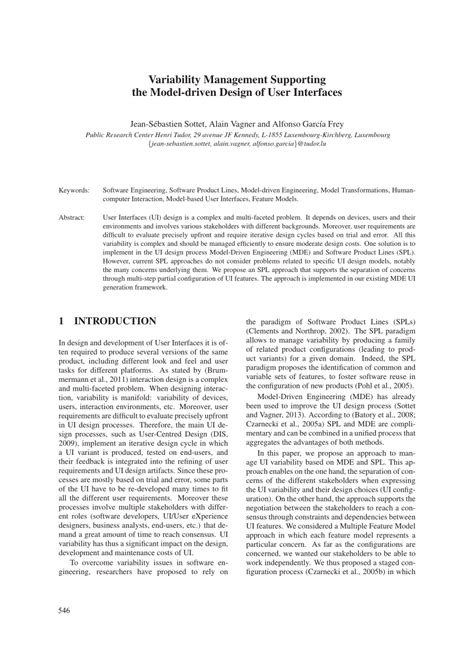 pdf variability management supporting the model driven design of user interfaces