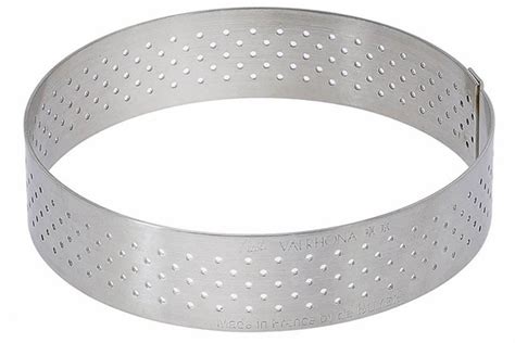 Cercle à tarte perforé en inox 2cm De Buyer Valrhona