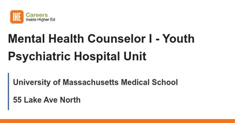 Mental Health Counselor I Youth Psychiatric Hospital Unit Job With