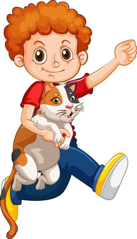 Un niño con personaje de dibujos animados lindo gato aislado sobre