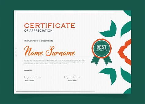 Appreciation And Achievement Certificate Template Design Clean Modern