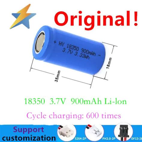 2PCS 18350 Lithium Battery 3 7V900mAh High Capacity Rechargeable