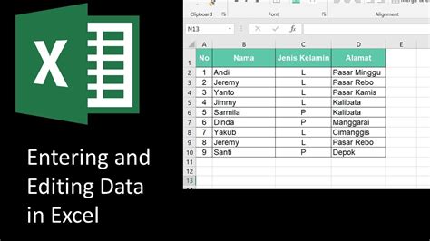 Entering And Editing Data In Excel Input Dan Edit Data Di Excel Youtube