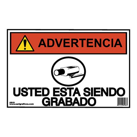 Rotulo De Advertencia Usted Esta Siendo Grabado 20 Mm 22 X 32 5 Cm