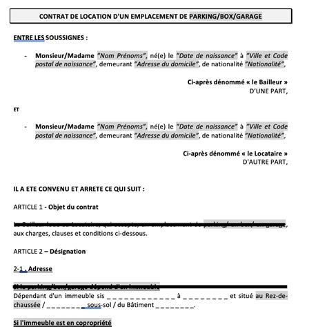 Mod Le De Contrat De Location Garage Mon Avocat En Ligne
