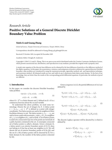 pdf positive solutions of a general discrete dirichlet boundary value problem