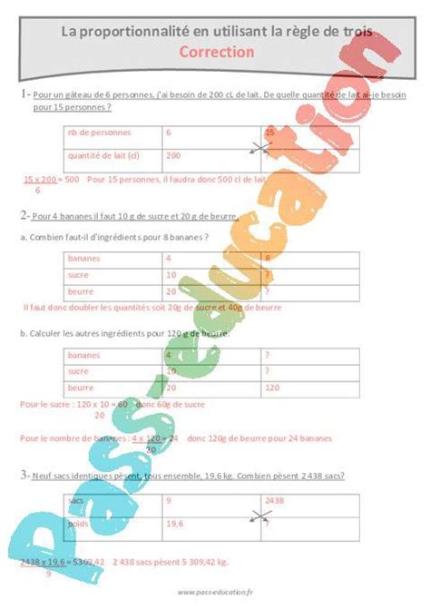 Règle de trois Proportionnalité Cm2 Exercices PDF à imprimer