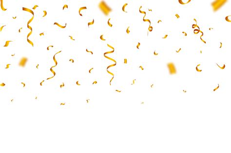 Golden Confetti Falling Background Realistic Golden Ribbon And