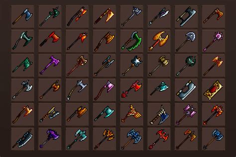 48 Axe Icons Pixel Art By Free Game Assets GUI Sprite Tilesets