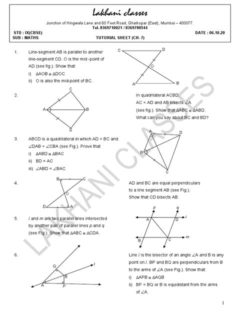 06 10 20 ix cbse maths tutorial sheet ch 7 pdf pdf triangle euclidean plane geometry