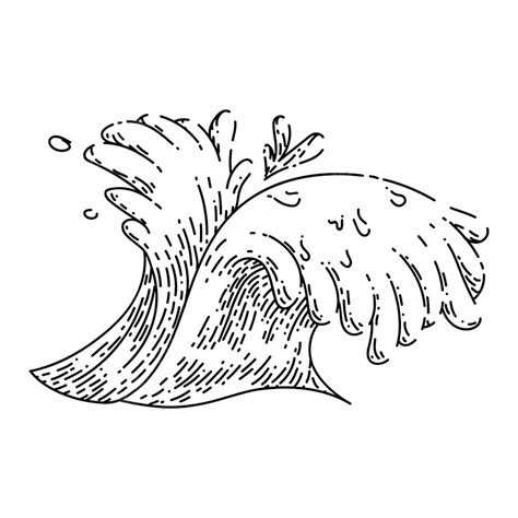Sea Ocean Waves Hand Drawn Vector Sea Drawing Ocean Drawing Sea