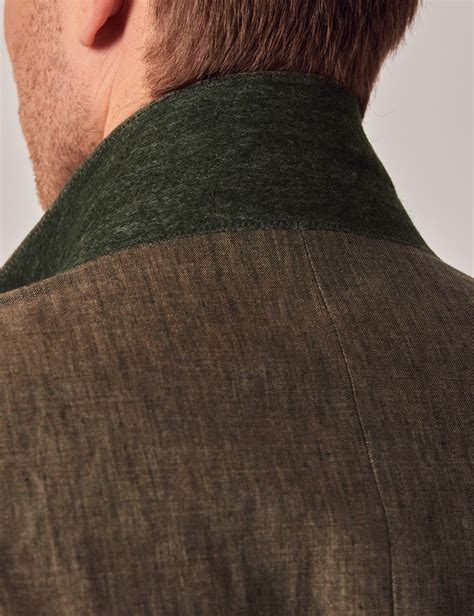 Leinensakko Kollektion Tailored Fit Zweireiher Dunkelgr N