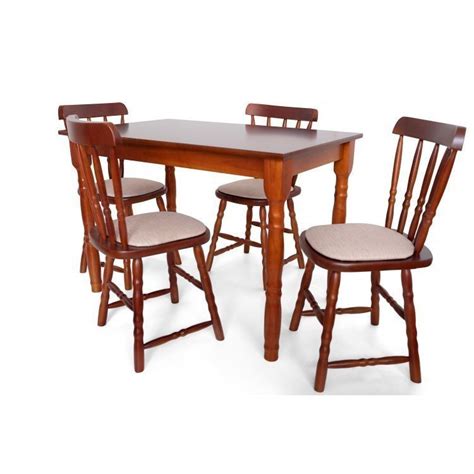 Conjunto Mesa 4 Cadeiras Madeira Maciça Dalas Ecomóveis