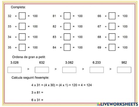 Numeració 2 worksheet Worksheets Math Math equations