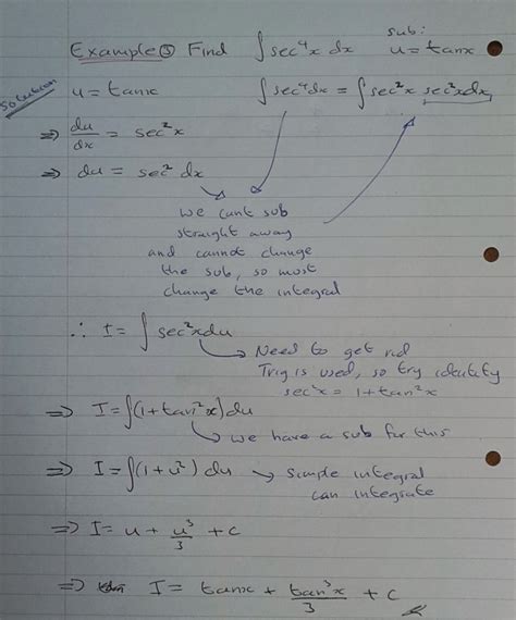 a2 integration ii substitution given the substitution alevelmathematicsnotes