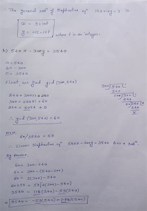 [solved] find the general solution for the following linear diophantine course hero