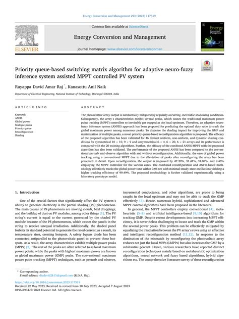 pdf priority queue based switching matrix algorithm for adaptive neuro fuzzy inference system