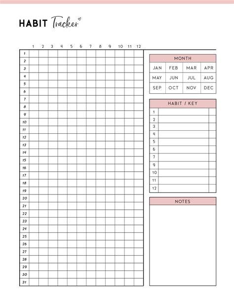Habits Tracker Printable Printable Calendars AT A GLANCE
