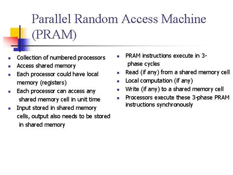 pram algorithms parallel random access machine pram n