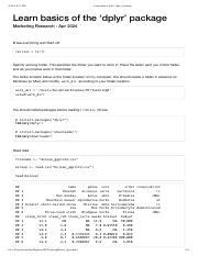 Master The Dplyr Package Basics Functions For Data Course Hero