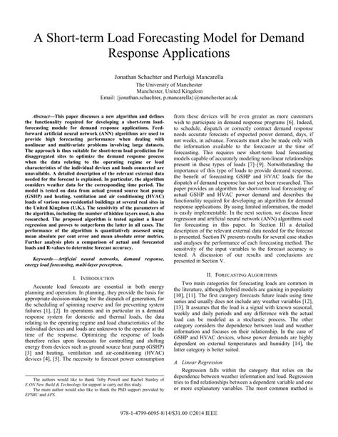 pdf a short term load forecasting model for demand response applications