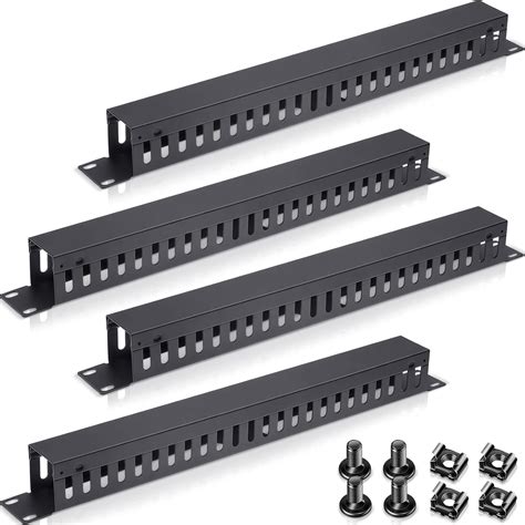 4 Pack 1U Cable Manager Horizontal Rack Mount Wire Organizer For