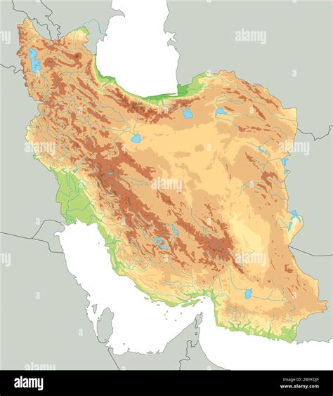 High Detailed Iran Physical Map Stock Vector Image Art Alamy
