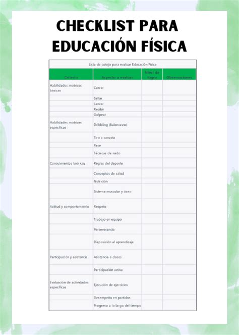 Lista De Cotejo Para Evaluar Educaci N F Sica Gratis 19968 The Best
