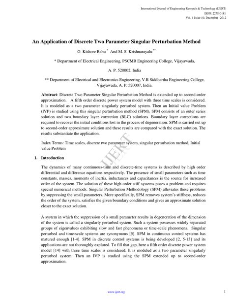 pdf an application of discrete two parameter singular perturbation method