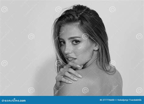 Beautiful Woman With Naked Shoulder Isolated On White Sensual Beauty