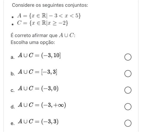 Considere Os Seguintes Conjuntos Brainly Br