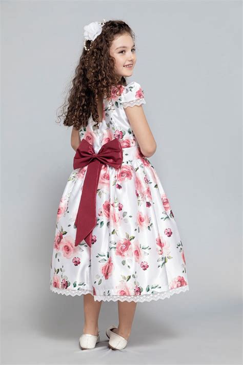 Vestido Infantil Festa Daminha Branco Marsala Nina BaunilhaNina