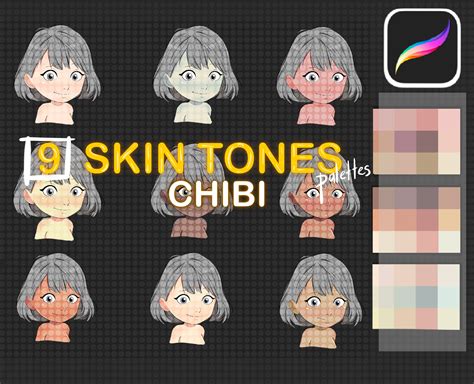 Procreate Skin Tones Color Palette Chibi Procreate Skin Etsy Australia