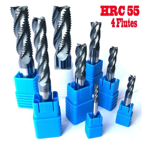 4mm 6mm 8mm 10mm 12mm HRC55 4 Flutes Roughing End Mills Milling Cutters